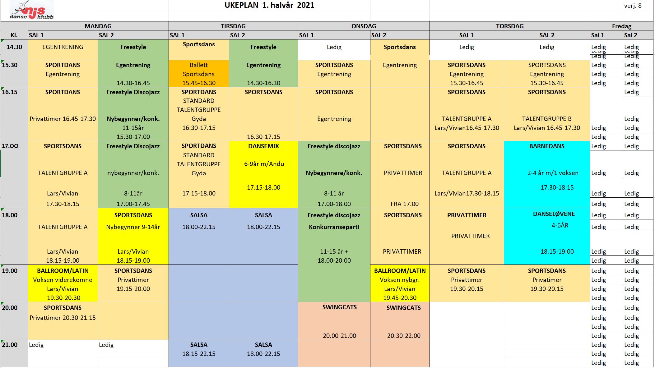 Ukeplan - Nord-Jæren Sportsdanseklubb